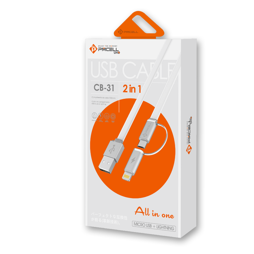 Cabo CB31 2 em 1 Micro USB + Lightning - Carregamento Rápido - Pixelpresso: Moda Café | Universo ...