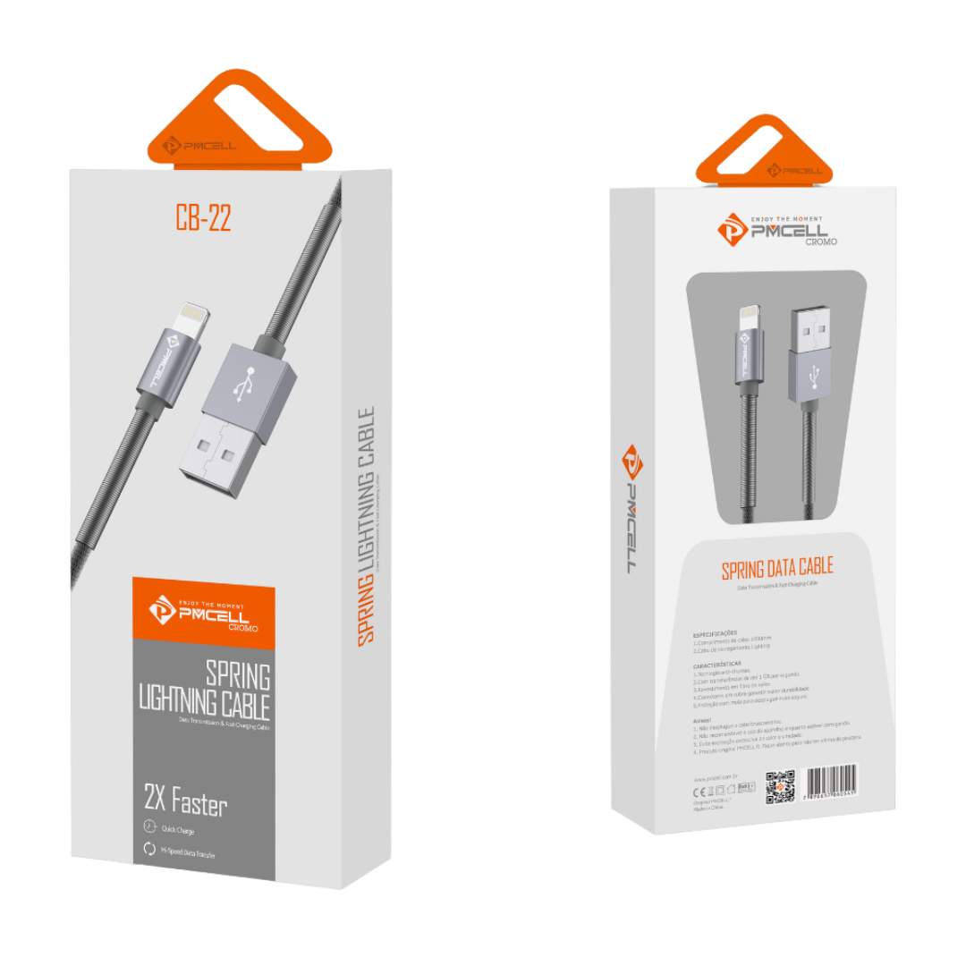 Cabo CB22 com mola - 1m - Lightning: Durabilidade e Velocidade Superior ...